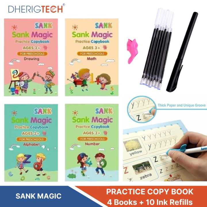 DherigTech Sank Magic Practice Copybook(4 BOOKS+10 INK REFILL) For ...