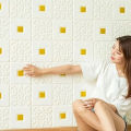 New 3D Foam Wallpaper Panel 70×70cm – White Brick with Golden Spot ...