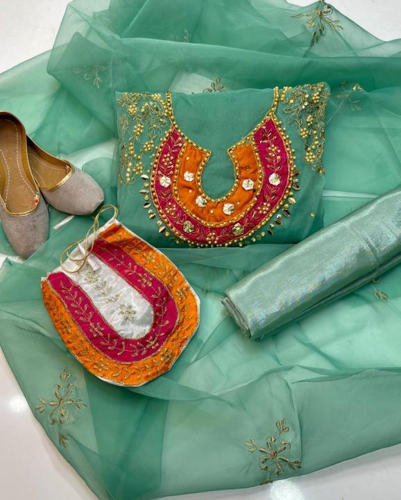 GDF_ 05Pcs Handmade Dress For Women's Organza Multi Applic tilla Aari ...