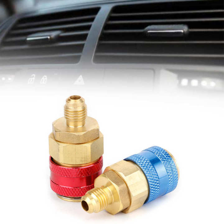 Car A/C R134A Connector 2pcs High Low Pressure Straight Quick Coupler ...
