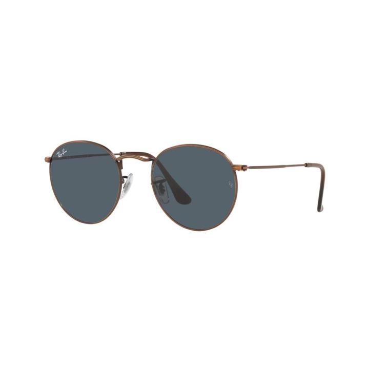 Ray-Ban Metal Round Shiny Antique Copper Frame Blue Lenses-RB3447 ...