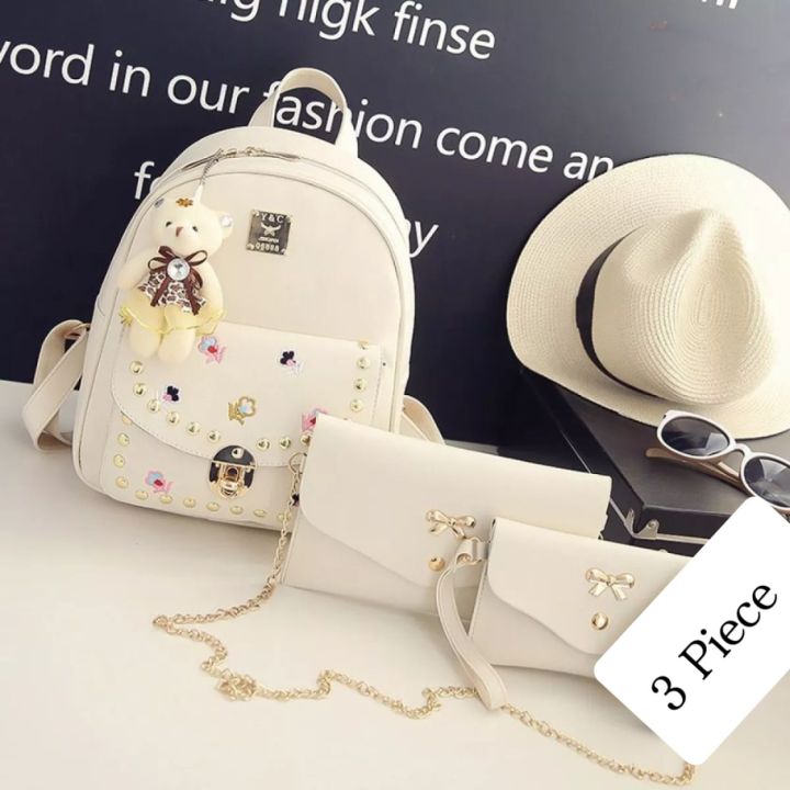 3pcs good leather women's ladies girls shoulder bag hand purse small,medium,large | Daraz.pk