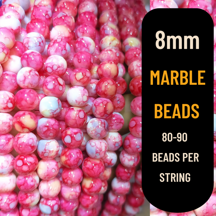 🔹 Premium 8mm Multi-Shade Marble Beads String (70–80 Beads) | Vibrant ...