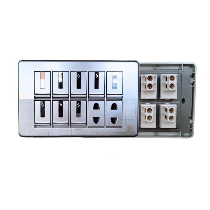 8 Switches+2 Sockets China Fitting Board Plate Silver Pearl Series For ...