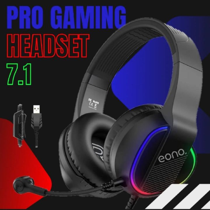 Eono PC Gaming Headphones Surround Sound with Boom mic, Stereo Sound Wired Over Ear Headphones ...