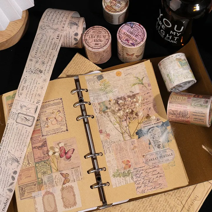 1Roll Retro English Handwritten DIY Diary Decoration Collage Students ...