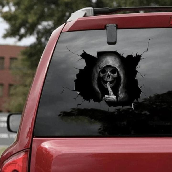 1 【HOT】 Halloween Skull Sticker Car Rear Windshield Horror Silent ...
