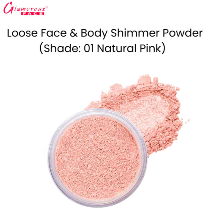 Glamorous Face Loose Face & Body Shimmer Powder (Shade: 01 Natural Pink ...