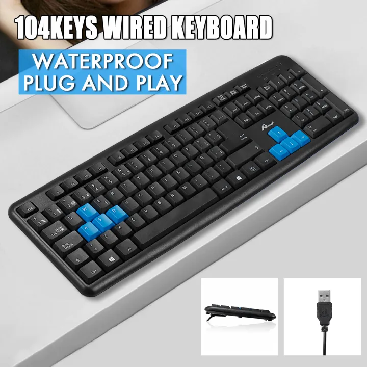 104 Key Ultrathin Wired Keyboard USB Slim Keyboard Portable For PC ...