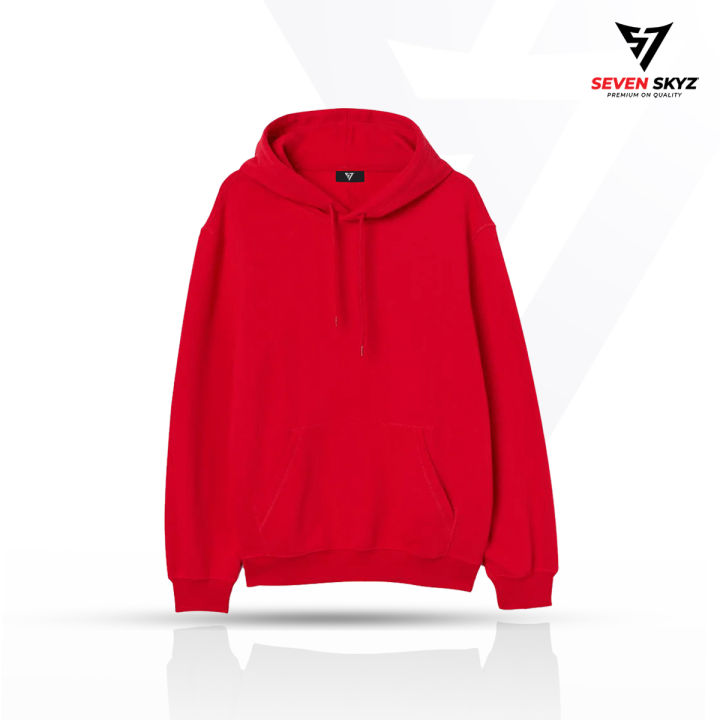 Plain Fleece Pull Over Winter Hoodies For Men and Women in Red Color ...