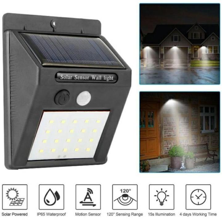 20 LED Solar Powered PIR Motion Sensor solar Light Outdoor Garden Security Wall solar Lights ...