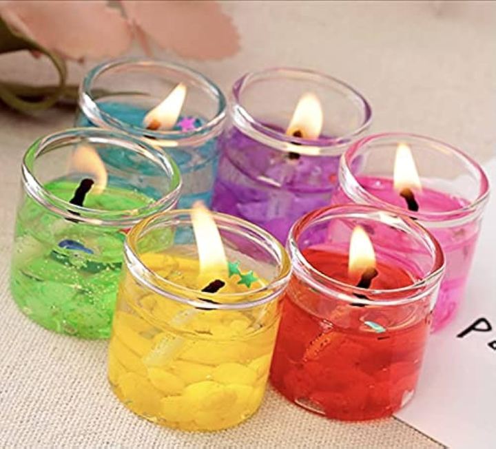 Pack of 6 mini glass gel aromatic candles, birthday candles ...