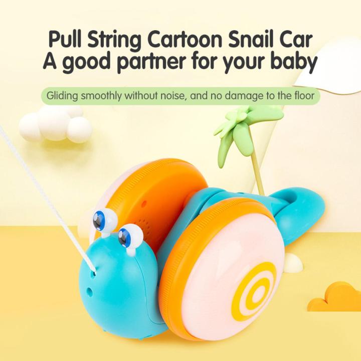 【Happier】 Pull String Cartoon Snail Car Toy With Light And Music Baby ...