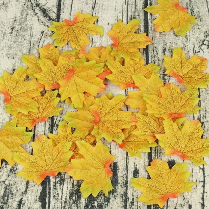 50Pcs/Pack Creative Maple Leaves Simulated Maple Leaves Leaf Artificial ...
