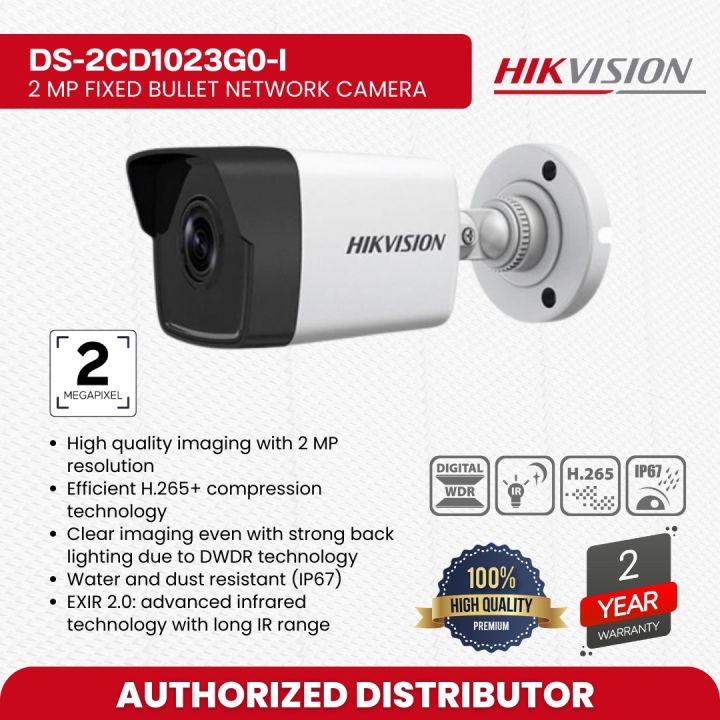 HIKVISION DS-2CD1023G0E-I 2 MP Fixed Bullet Network Camera- Network Cameras Value Series ...