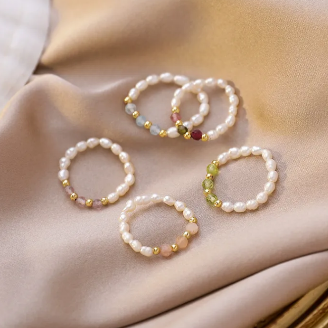 Healing Faceted Crystal Quartz Stone Bead Elastic Ring Natural Real ...