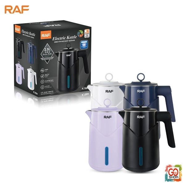 RAF Electric Kettle 2.5 Litres R-7804 Plastic+Steel Double Body with ...