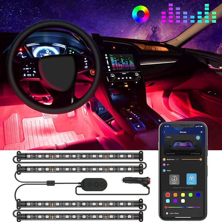 Go-vee Car LED Lights, Smart Car Interior Lights with App Control, RGB ...