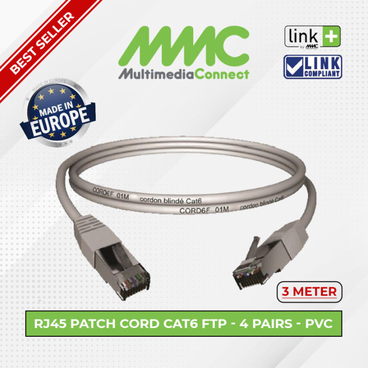 CAT6 Ethernet Cable FTP / UTP RJ45 Patch Cord 1 Mtr. / 3Mtr., PVC (Made ...