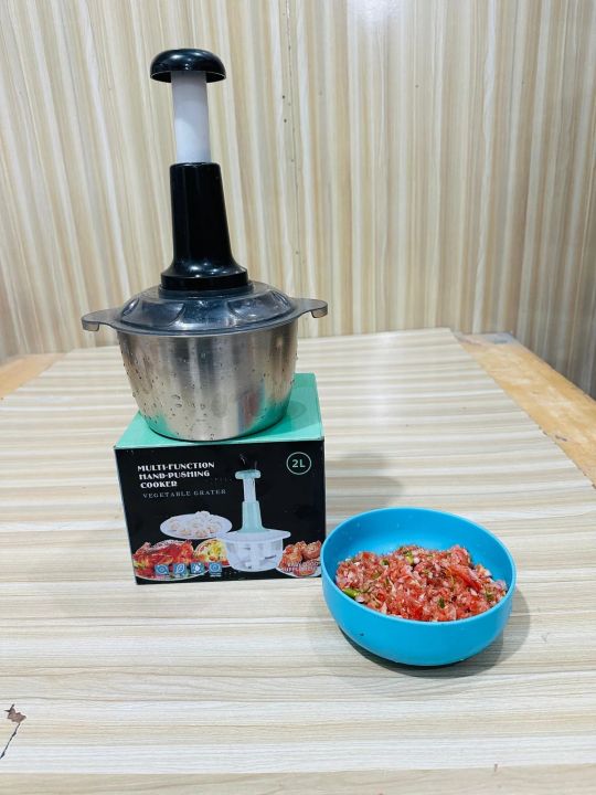 Kitchen Hand Pushing Steel Chopper with Beater – 2000ml Manual Food ...