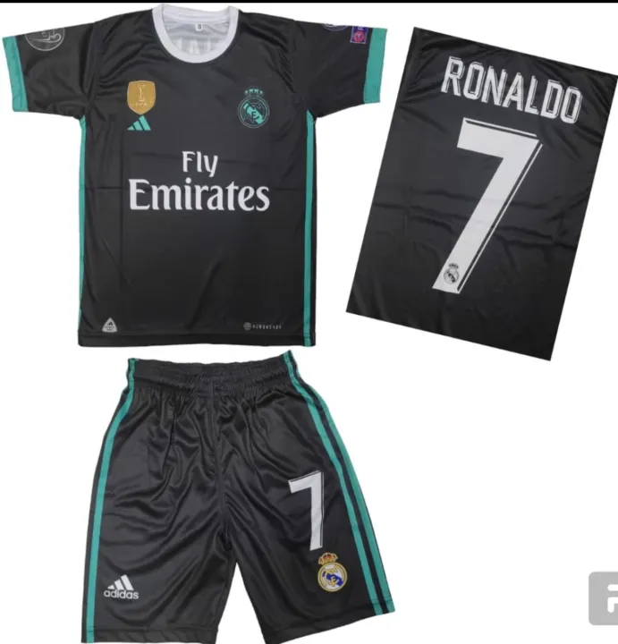 Original Ronaldo Real Madrid black Full Kit for kids - Available | Daraz.pk
