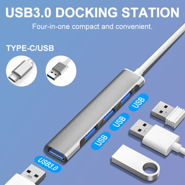 TYPE-C Hub 4 Ports 3.0/2.0, USB Splitter Aluminum Alloy Lightweight ...