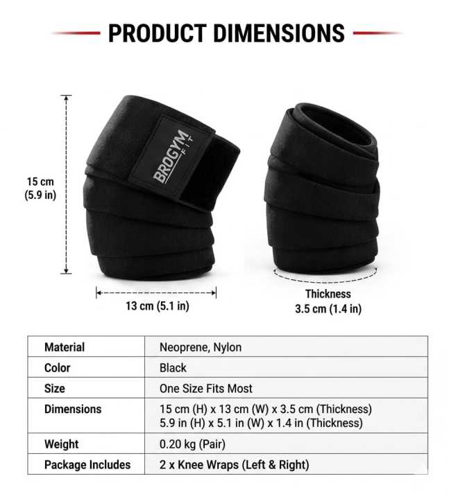 BROGYM FIT Premium Knee Wraps for Gym & Weightlifting – Adjustable Knee ...
