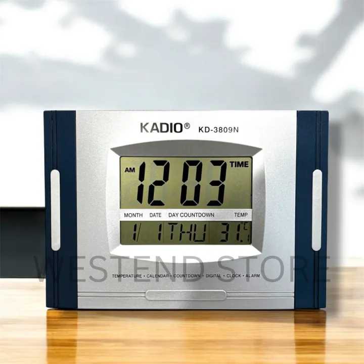 KADIO 3806N DIGITAL WALL AND TABLE CLOCK WITH DAY DATE TEMPERATURE ...