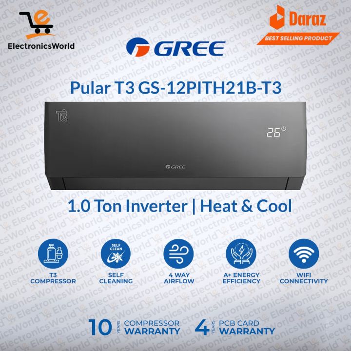 Gree Inverter AC (New Model 2025) | Model GS-12PITH21W/B | Pular Series ...