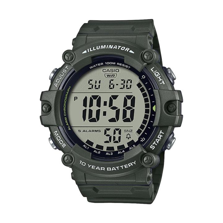 Casio General Illuminator Mens Green Resin Digital Quartz Green Resin ...