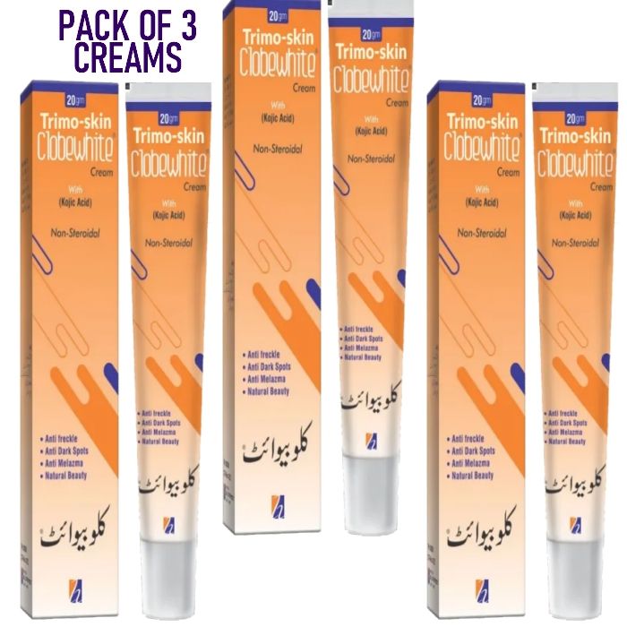 Trimoskin Pack of 3 Clobe-WHITE Dermovate Kojic Acid Cream for All Skin ...