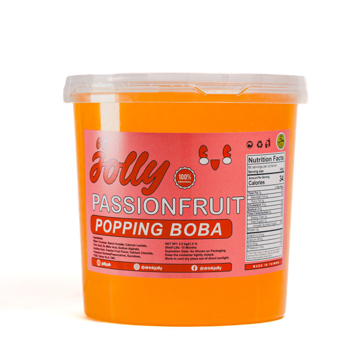 Bubble Tea Popping Boba Passion Fruit (3.2 Kg) Jolly: Sip the Joy ...