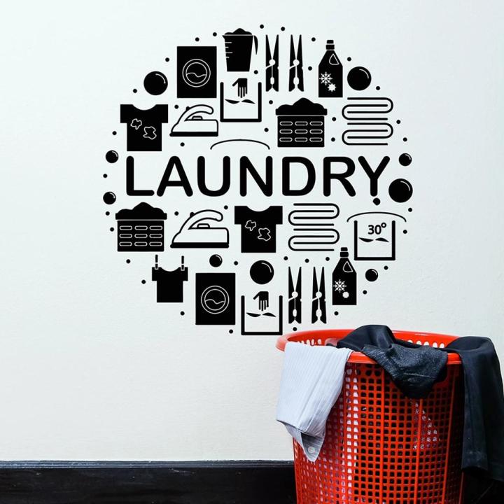 Laundry Wall Decal Words Clothes Dry Cleaning Washing Machine Vinyl ...