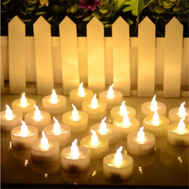 (Pack of 24) Mini LED Candle Tea Light Battery Powered Lamp Color ...