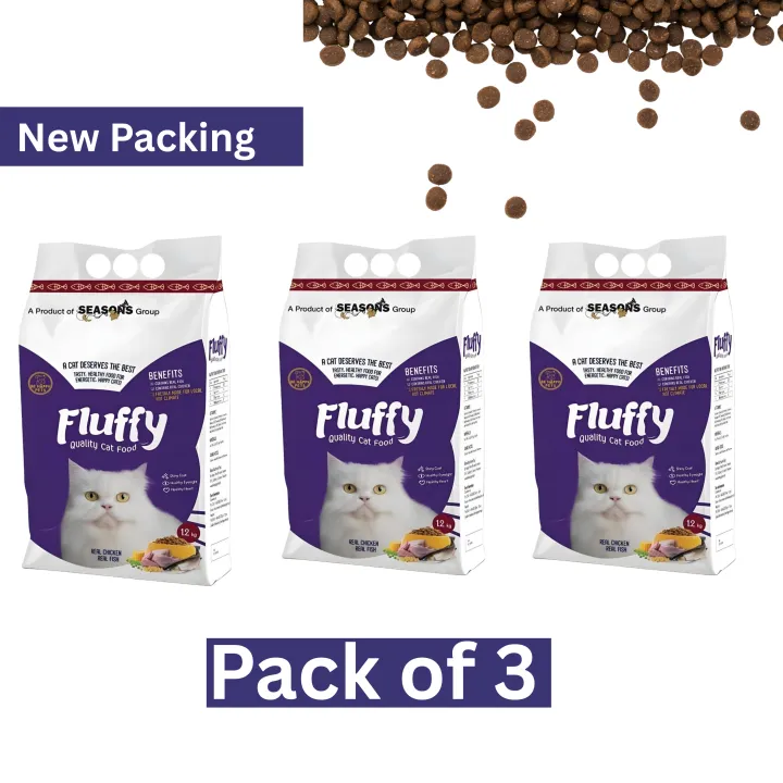 Fluffy Cat Food 1.2kg (Pack of 3) Premium Cat Food for all ages | Daraz.pk