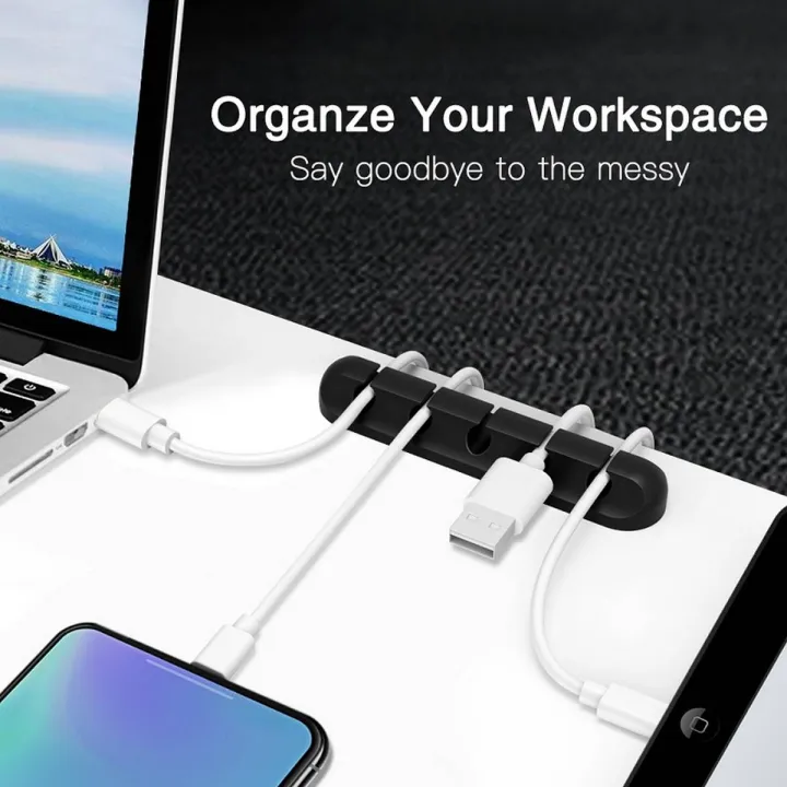 TOPK Cable Organizer Silicone USB Cable Winder Desktop Tidy Management ...