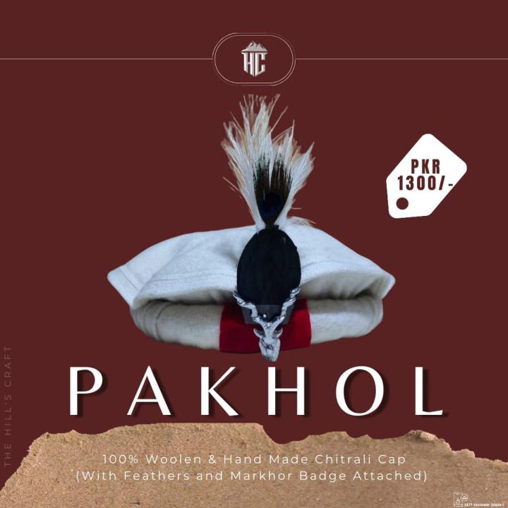 Chitrali Cap (Pakhol) With Feather and Markhor badge | Daraz.pk