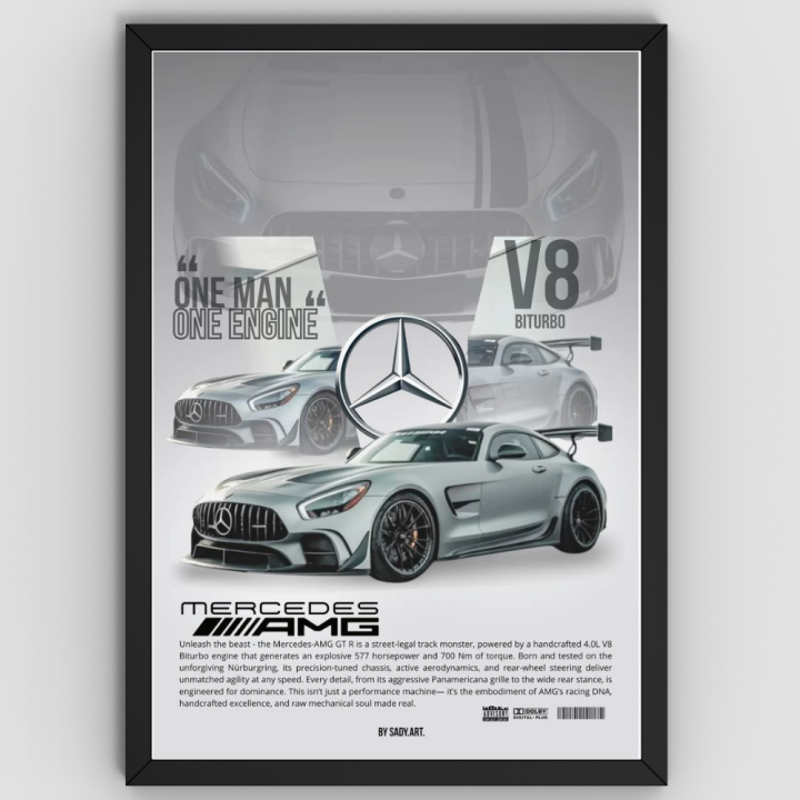 Mercedes Benz AMG GT V8 Biturbo Poster – One Man One Engine Quote ...