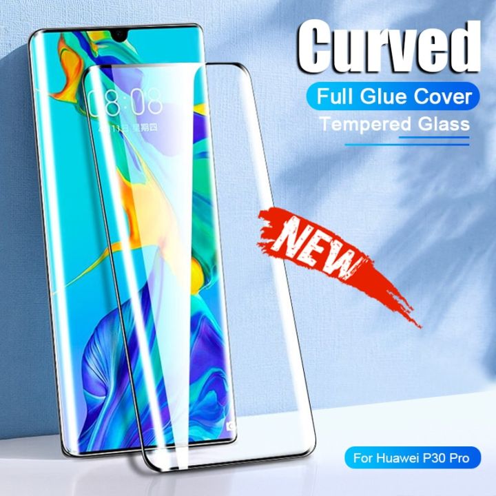 Full Cover Curved Tempered Glass For Huawei P30 P40 P50 Pro Plus Screen ...