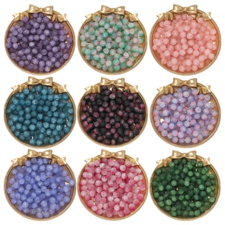 St. kunkka 20pcs/bag 8mm Glass Frosted Round Beads Two-Color Smudge ...