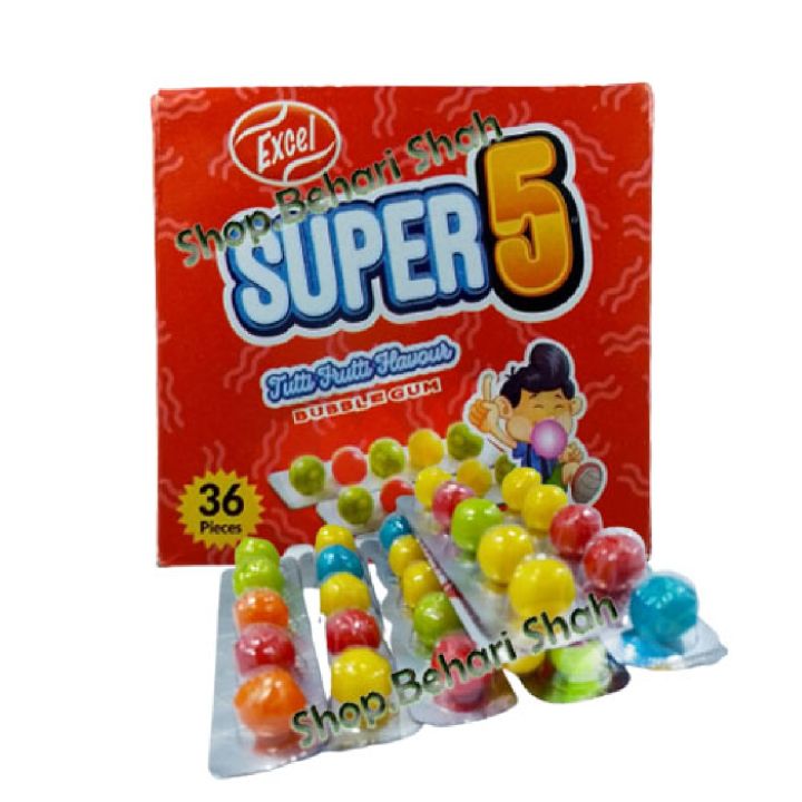 SUPER 5 Tutti Frutti Flavor Gum (1Box in 36pcs) | Daraz.pk