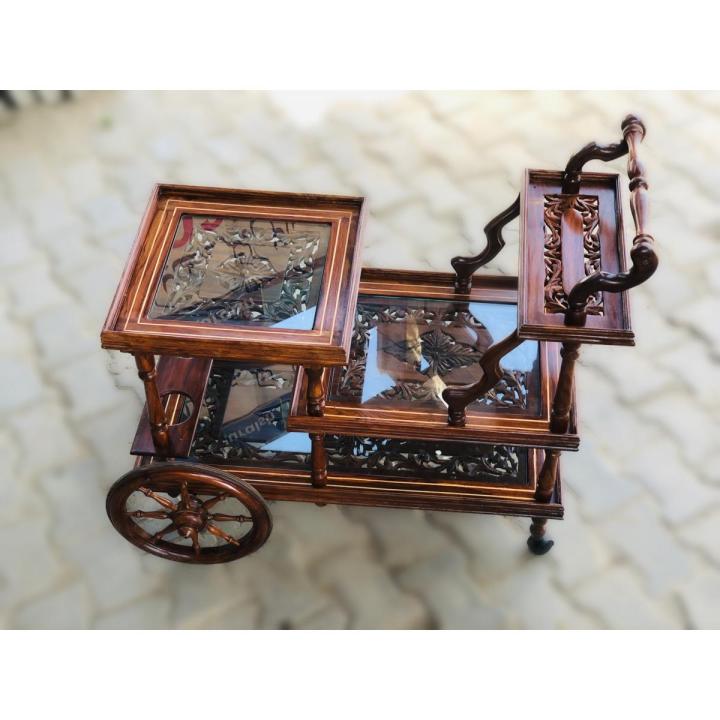Wooden Tea Trolley 4 step Munawwat style | Daraz.pk
