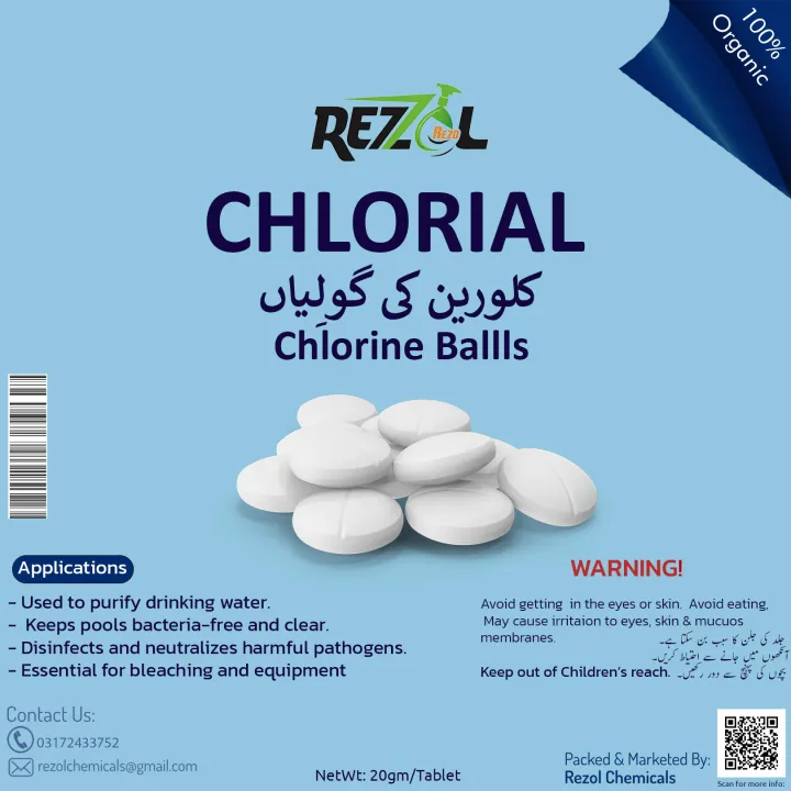 Rezol Chloreal Tablets - 300g (15 Tablets) Chlorine Tablets - TCCA ...