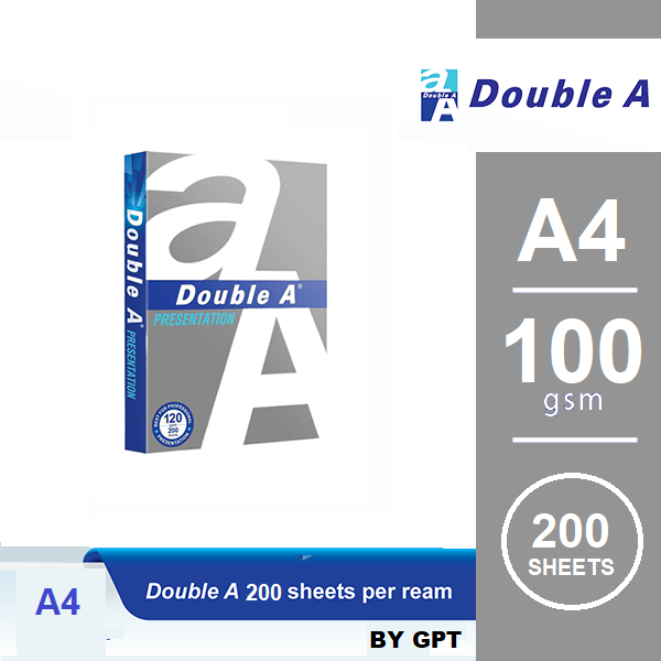 Double A - A4 Size Paper 100gm Ream - 200 Sheets - Imported - Printing Paper | Daraz.pk