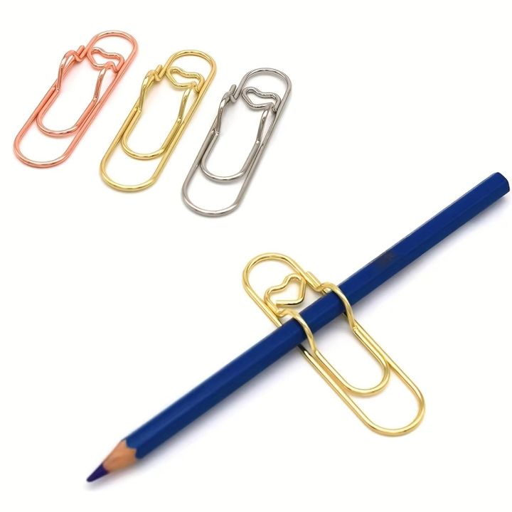 Multi-functional Love Model Paper Clips Metal DIY Pen Holder Heart ...