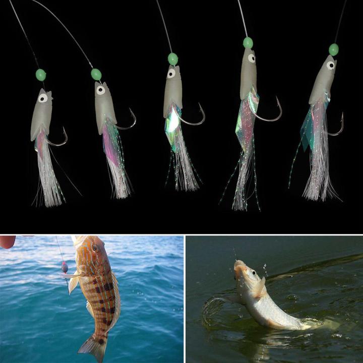 5Pcs/Set Swim Fishing Tackle Portable Carbon Steel Tied up Glow fish ...