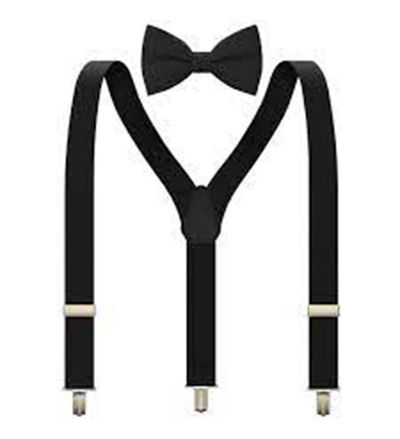 Elastic Gallace Suspenders Set With Silk Bow Tie For Boy's Girl's ( 5 ...