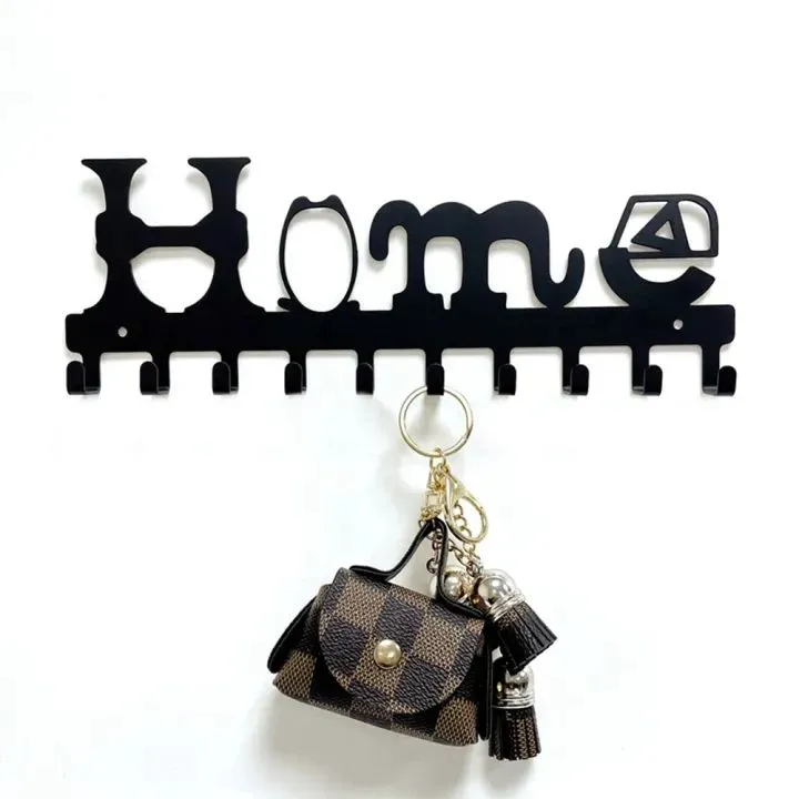 Metal Key Rack Holder Wall Mounted Key Holder 10 Hooks Hang Rack Cute ...