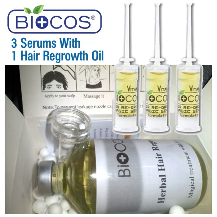 Alopecia Combo Pack 1 Hair Oil With 3 Biocos Hair Serum Hair Loss Hair ...