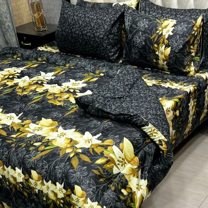 Printed Soft King Size 6pc Vicky Razai Set with Pillow Covers Duvet set ...